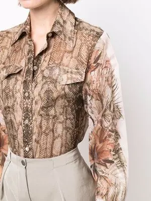 Alberta Ferretti Snake-print Silk Shirt