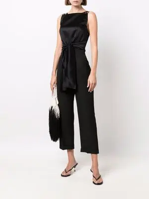 Alberta Ferretti Silk Satin Tie-front Cropped Top