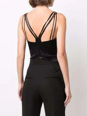 Alberta Ferretti Silk Satin Tie-front Cropped Top