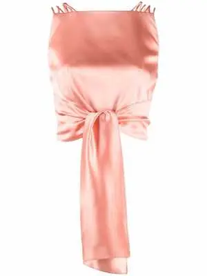 Alberta Ferretti Tie-front Silk-satin Cropped Top - Pink