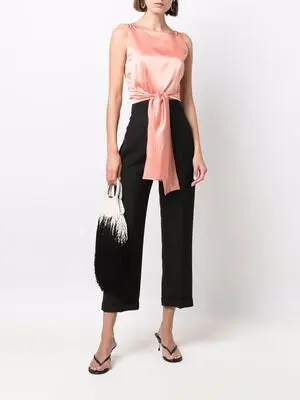 Alberta Ferretti Tie-front Silk-satin Cropped Top