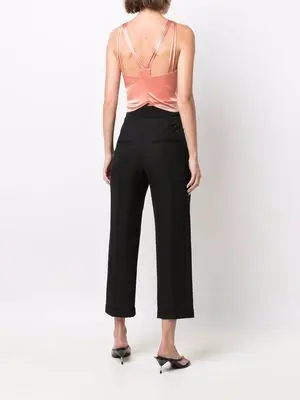 Alberta Ferretti Tie-front Silk-satin Cropped Top