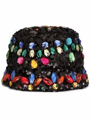 Dolce & Gabbana Crystal-embellished Bucket Hat - Black