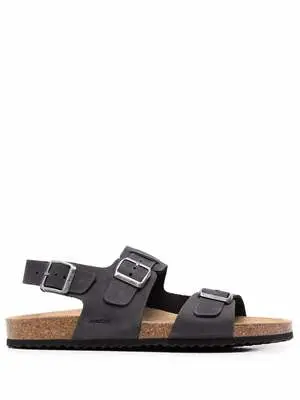 Geox Ghita Leather Sandals - Black