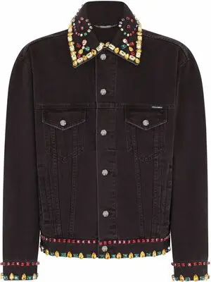 Dolce & Gabbana Embellished-detail Denim Jacket - Black