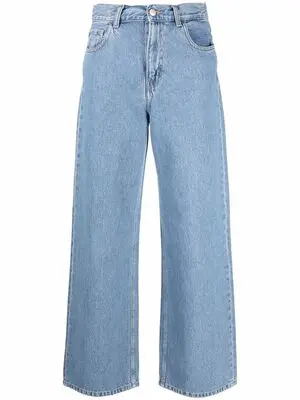 Carhartt Work In Progress Jane Wide Leg Jeans In Deep Organic Cotton Blend - Blue