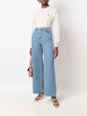 Carhartt Work In Progress Jane Wide Leg Jeans In Deep Organic Cotton Blend - Blue