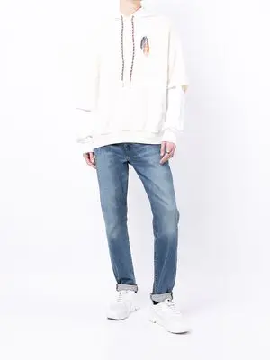 COUNTY OF MILAN Feather Embroidery Layered-sleeve Hoodie