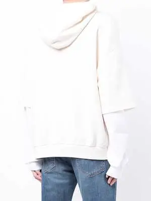 COUNTY OF MILAN Feather Embroidery Layered-sleeve Hoodie
