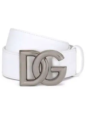 Dolce & Gabbana Dg-logo Leather Belt - White