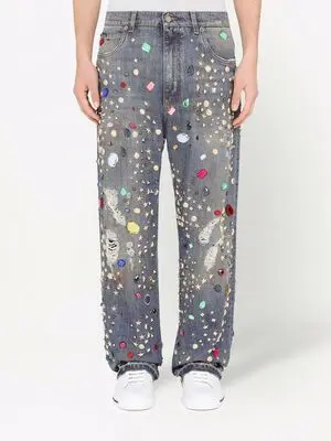 Dolce & Gabbana Embellished Straight-leg Jeans