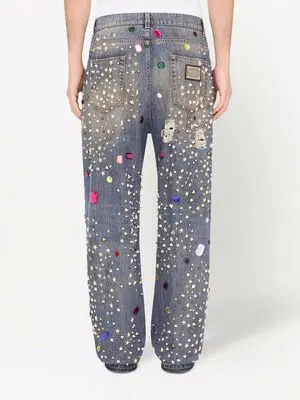 Dolce & Gabbana Embellished Straight-leg Jeans