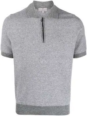 Canali Cotton Zip-up Polo Shirt