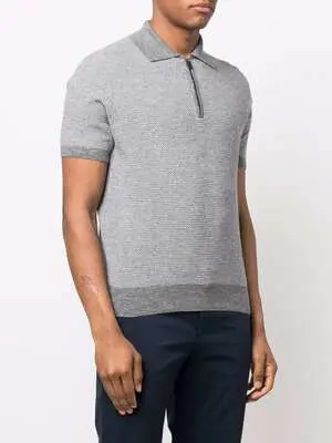 Canali Cotton Zip-up Polo Shirt