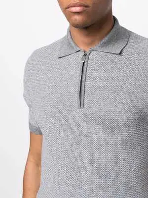 Canali Cotton Zip-up Polo Shirt