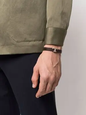 TOD'S Logo-plaque Leather Bracelet - Brown