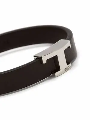 TOD'S Logo-plaque Leather Bracelet - Brown