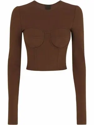 Dolce & Gabbana Long-sleeve Corset Top - Brown