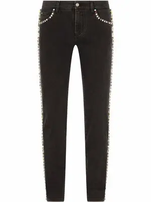Dolce & Gabbana Crystal-embellished Skinny Jeans - Black