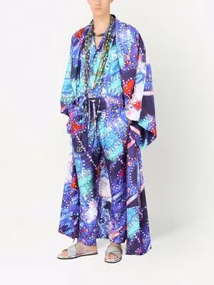 Dolce & Gabbana Luminaire-print Silk Pajama Trousers - Blue