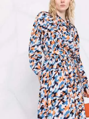 Kenzo Abstract-print Midi Dress - Blue