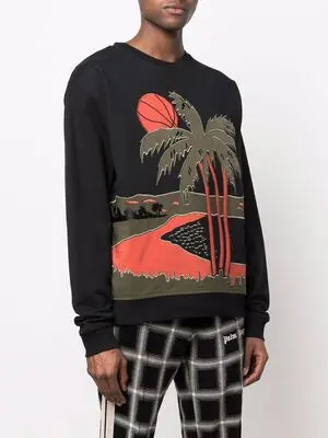 JUST DON Palm Tree Print Jumper