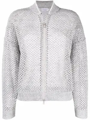 Brunello Cucinelli Crochet-knit Bomber Jacket