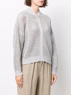 Brunello Cucinelli Crochet-knit Bomber Jacket
