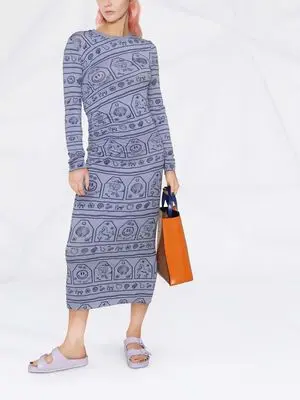 GANNI Zodiac Logo-print Stretch-jersey Dress