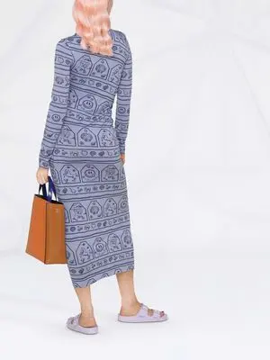 GANNI Zodiac Logo-print Stretch-jersey Dress