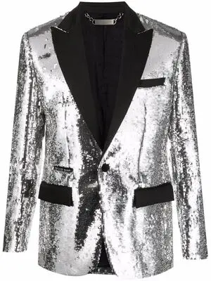 Philipp Plein Sequin-embellished Single-breasted Blazer - Grey