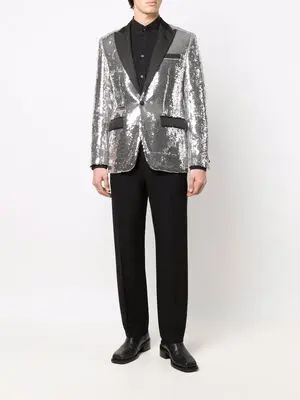 Philipp Plein Sequin-embellished Single-breasted Blazer - Grey