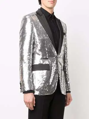 Philipp Plein Sequin-embellished Single-breasted Blazer - Grey