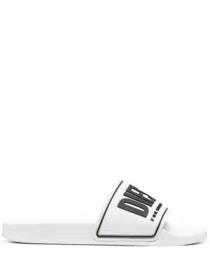 DIESEL Logo-embossed Slides - White