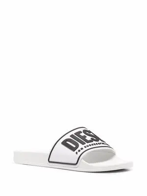 DIESEL® Logo-embossed Slides - White