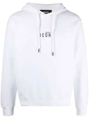 Dsquared2 Logo Print Cotton Hoodie - White