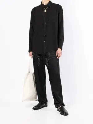 SULVAM Contrast-stitch Long-sleeve Shirt
