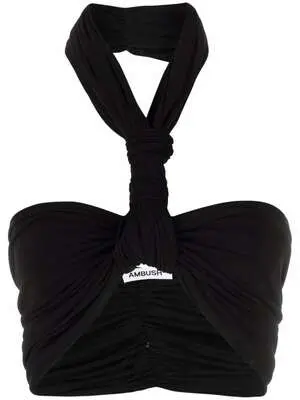 AMBUSH Twist Halterneck Ruched Cropped Top