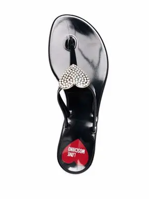 Moschino Embellished Heart Flip-flop Sandals