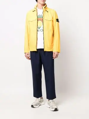 Stone Island Compass-patch Zip-up Jacket - Yellow