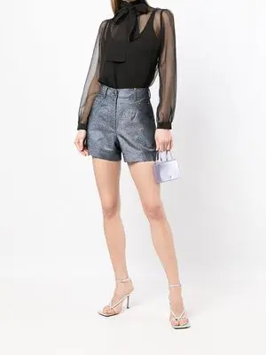 Shiatzy Chen Glittered Denim Shorts