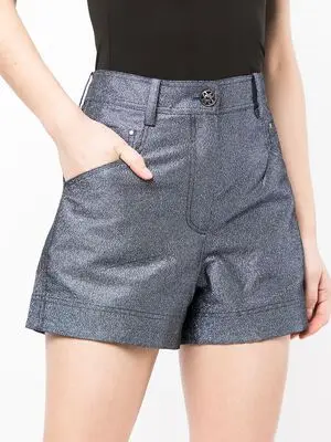 Shiatzy Chen Glittered Denim Shorts