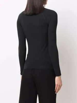 JIL SANDER Long Sleeve Logo Print Mock Neck Top