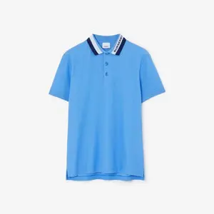 Burberry Cotton Polo Shirt Dusty Azure