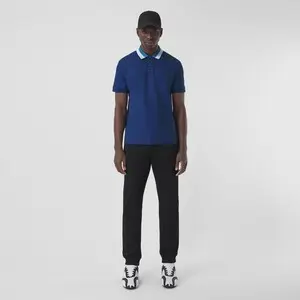 Burberry Cotton Polo Shirt Oceanic Blue