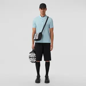 Burberry Cotton Polo Shirt Pale Blue