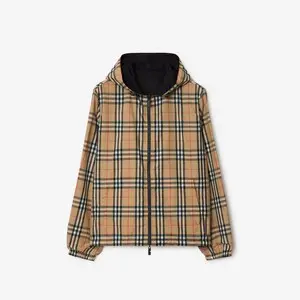 Burberry Reversible Check Hooded Jacket - Sand Beige