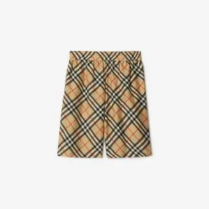 Burberry Check Silk Shorts - Sand Beige
