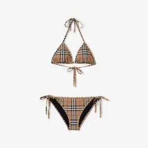 Burberry Check Triangle Bikini - Archive Beige