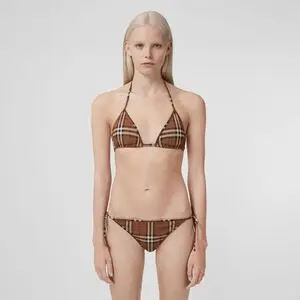 Burberry Burberry Check Halterneck Bikini Dark Birch Brown